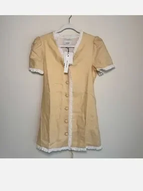 Reformation | Dresses | Reformation Pale Yellow Buttonfront Mini Dress ...